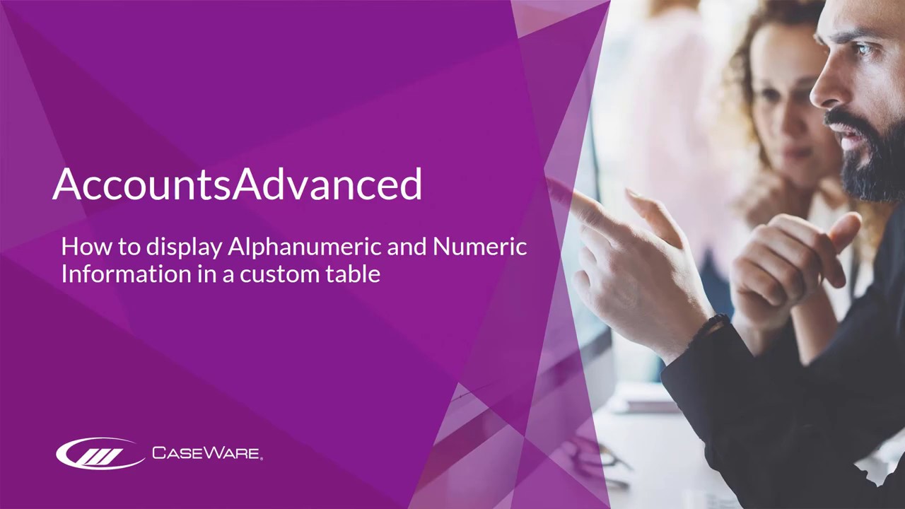 AccountsAdvanced - How to display Alphanumeric and Numeric Information ...