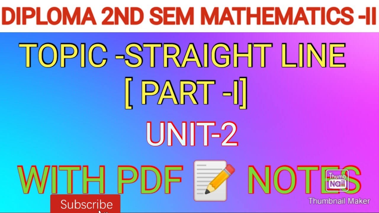 # Diploma 2nd sem ( All Branch)|| Mathematics -II || Straight Line ...