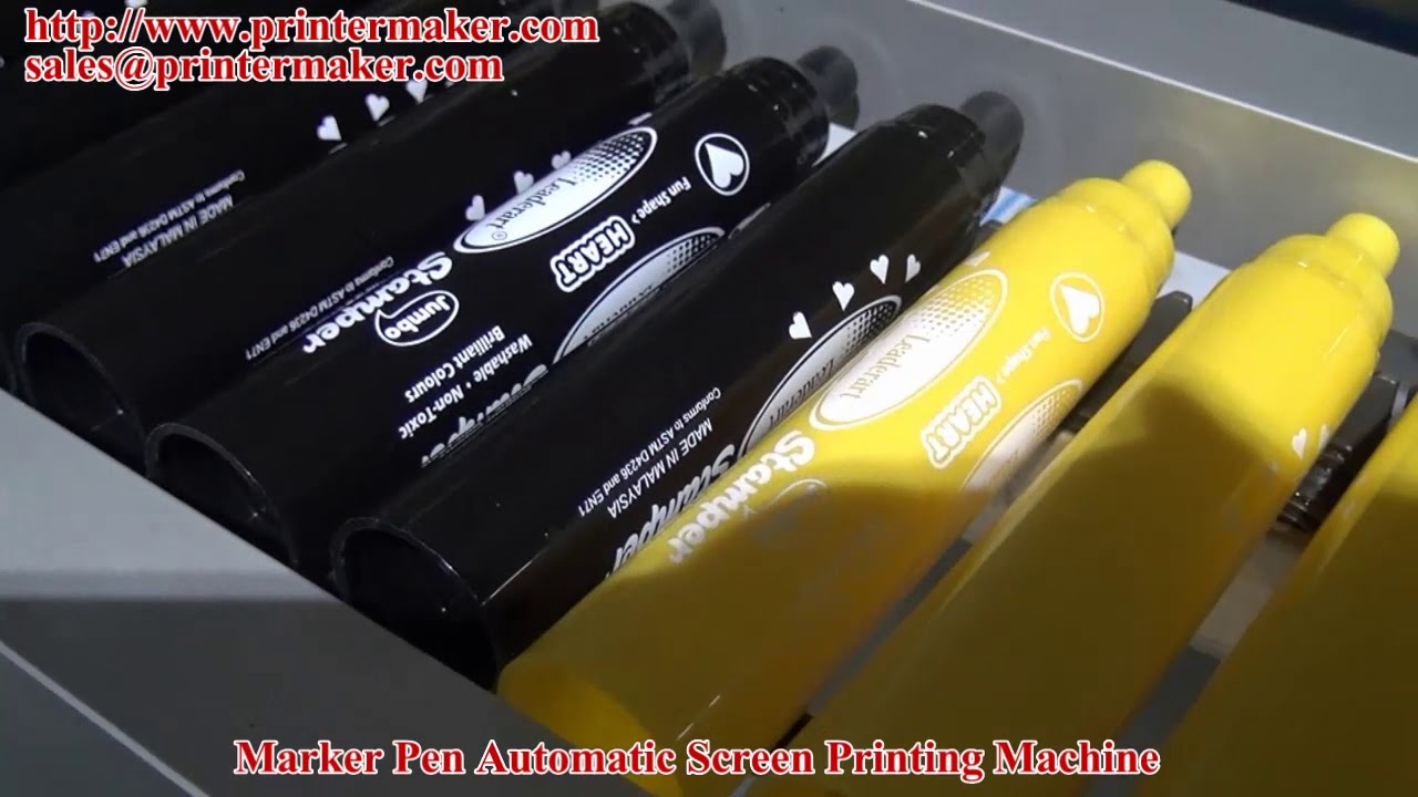 marker pen automatic screen printing machine - YouTube