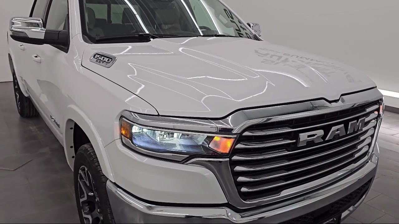 2025 Ram 1500 Laramie Ivory White Tri-coat Pearlcoat New. walk around ...