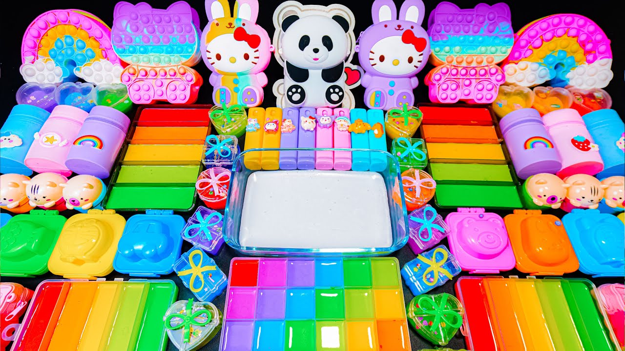 Panda Slime Mixing random with Rainbow Slime Satisfying Slime Videos ...