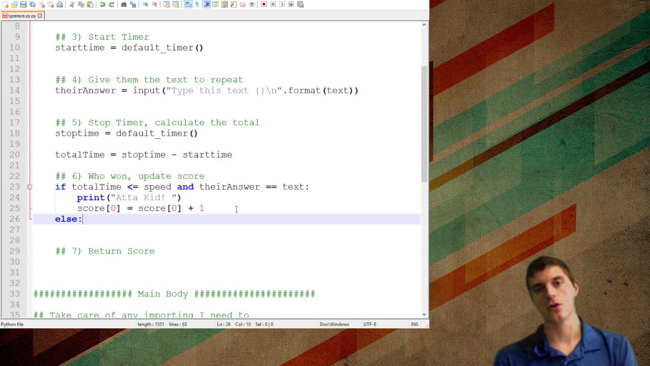 Learning Python Level 5.2: Type Race - YouTube