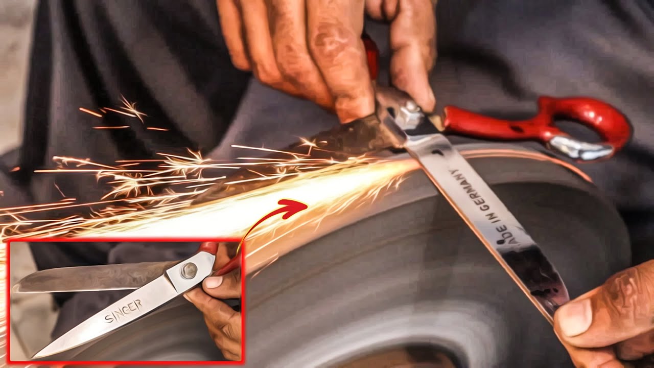 Singer scissors sharpening |cloth scissor| - YouTube