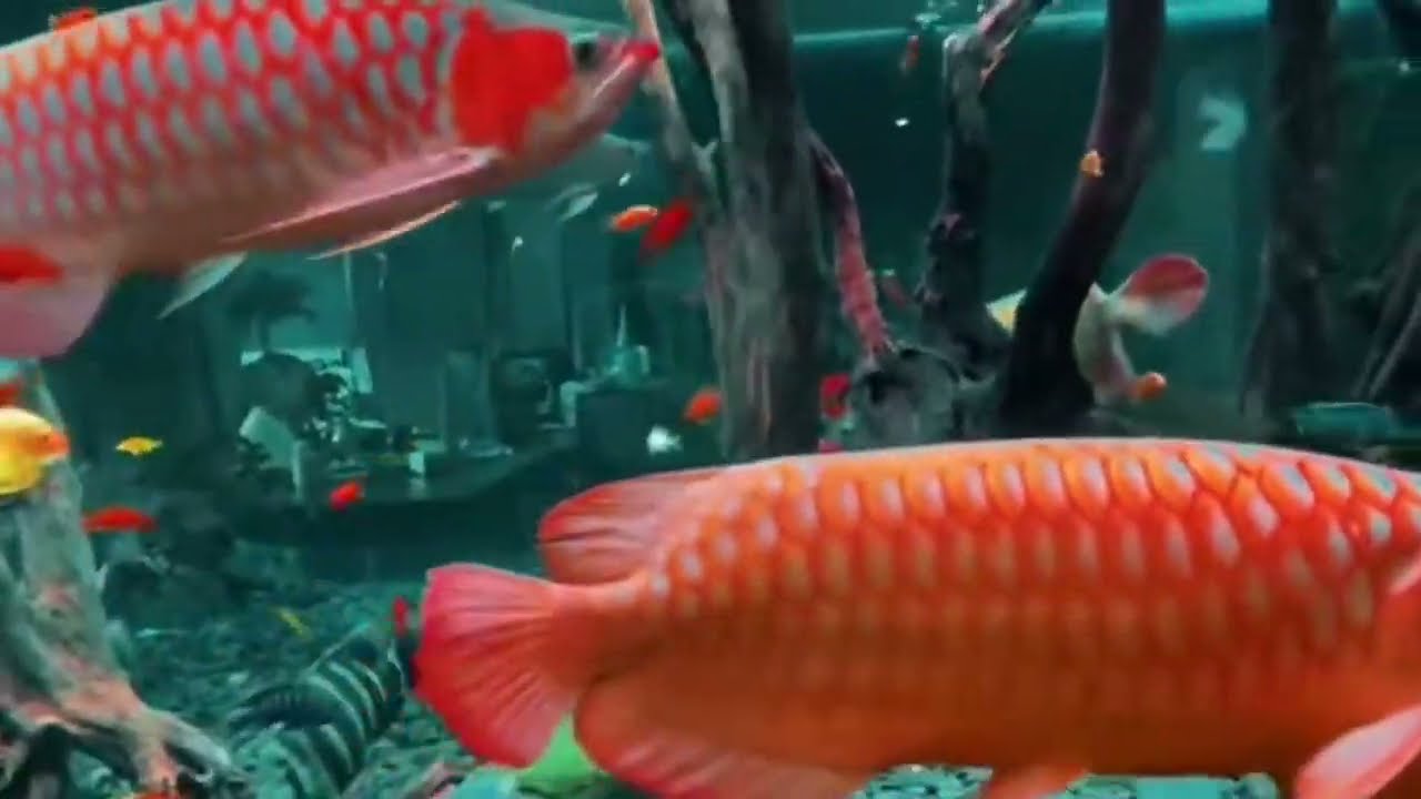 Catfish attack video - Aquarium 4K VIDEO HD - Beautiful Coral Reef Fish ...