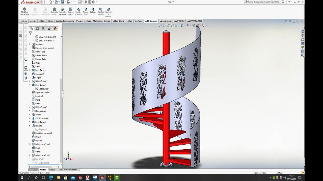 SOLIDWORKS - Exercice Escalier hélicoïdal - YouTube