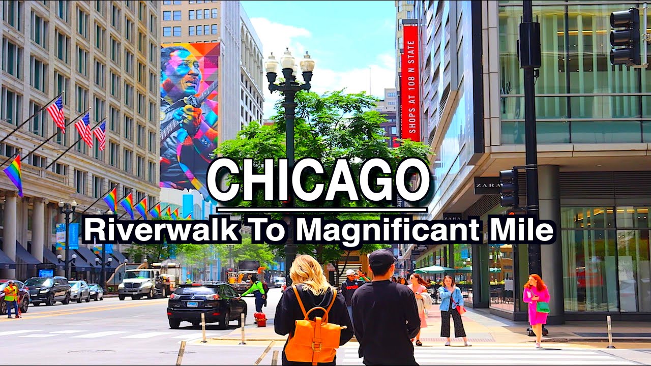 Chicago Downtown RiverWalk to Michigan Avenue/ Magnificent Mile Walk ...