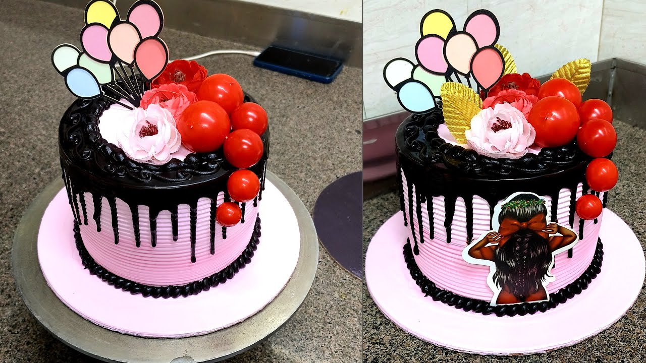 Cake decorating ideas | Cake decoration | Chocolate pink Cream Cake ...