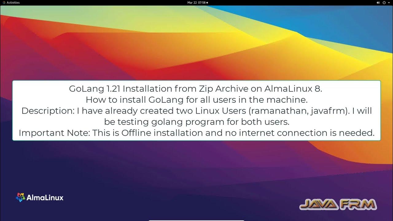 How To Install Golang 121 On Almalinux 8 From Zip Archive Go 121 Installation On Linux Youtube