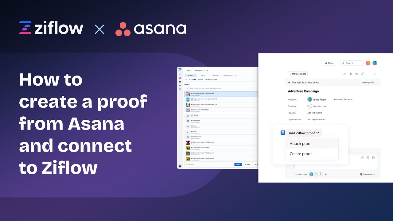 How to create a Proof from Asana and connect to Ziflow - YouTube