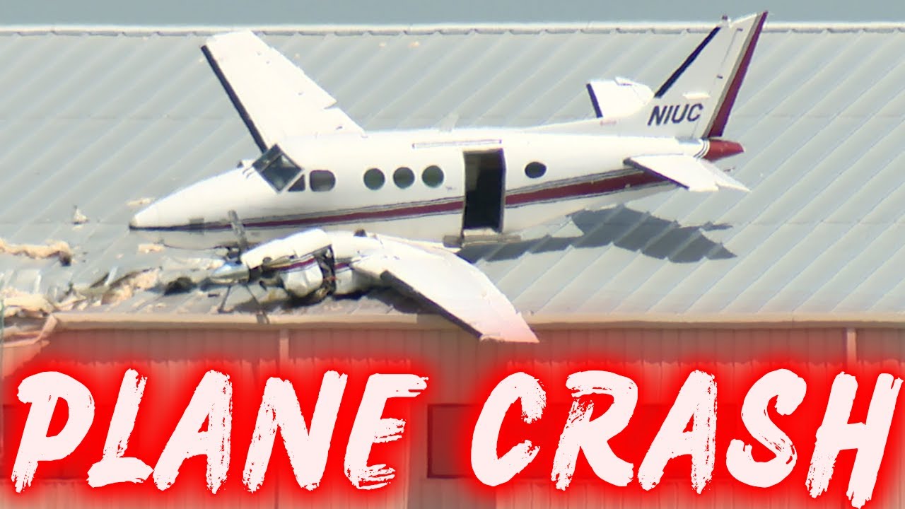 CRAZY PLANE CRASH! Twin Engine King Air Lands on HANGAR ROOF in Kansas ...