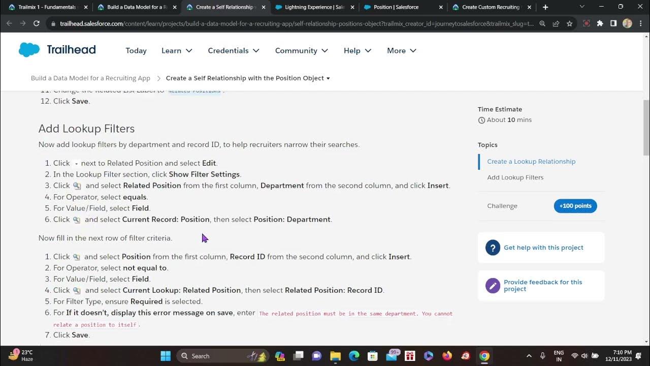 Create a Self Relationship with the Position Object | Build a Data Model for a Recrui ...
