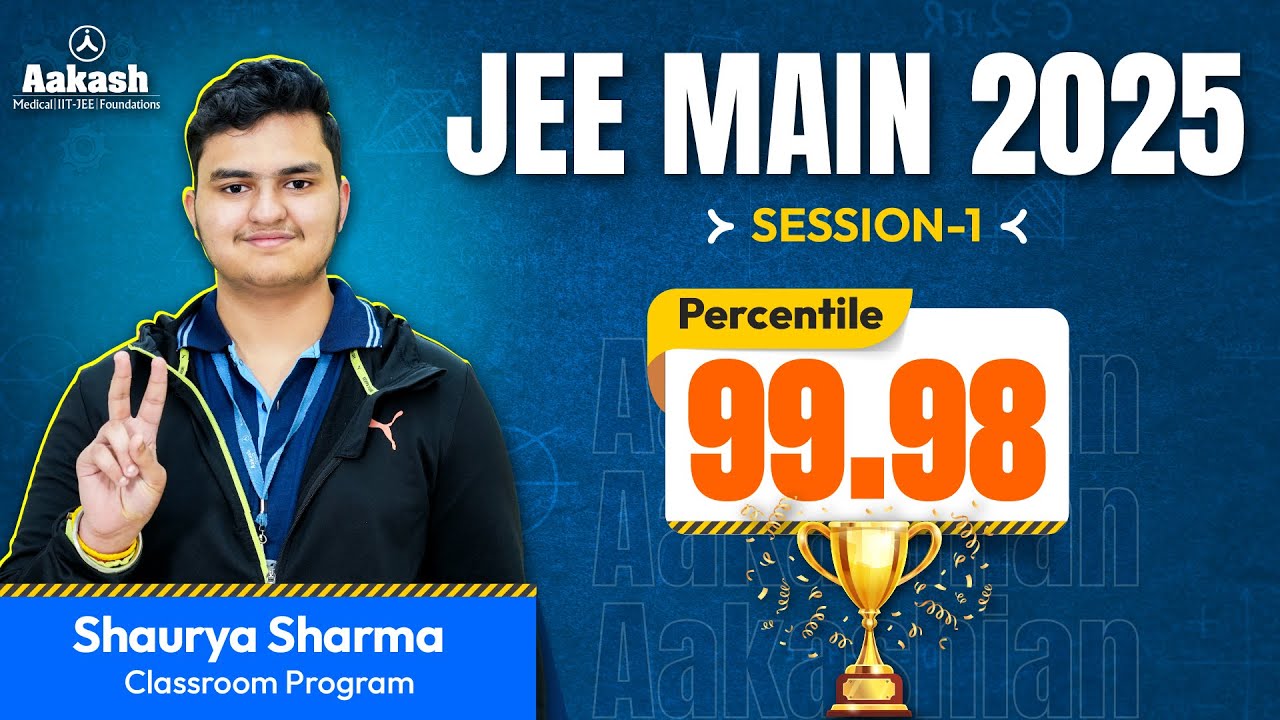 JEE Main 2025 Topper | Shaurya Sharma | Secured 99.98 Percentile in JEE ...