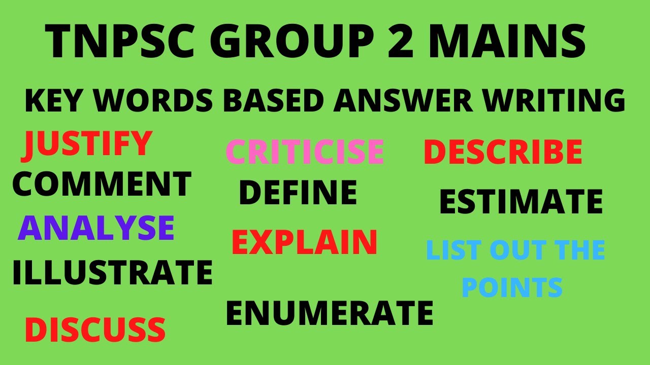 TNPSC GROUP 2 MAINS,KEY WORDS BASED ANSWER WRITING.EXPLAIN,DISCUSS ...