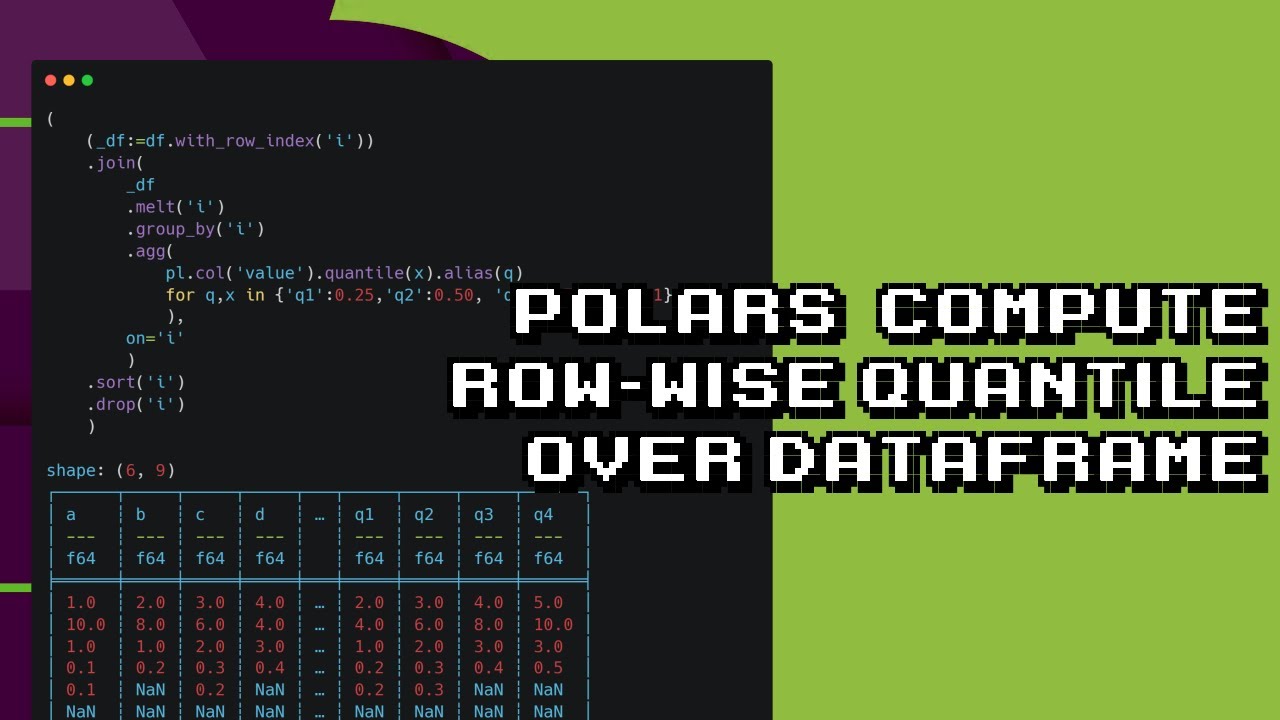 Efficiently Calculate Row Wise Quantile In Pandas Dataframe With Polars Youtube