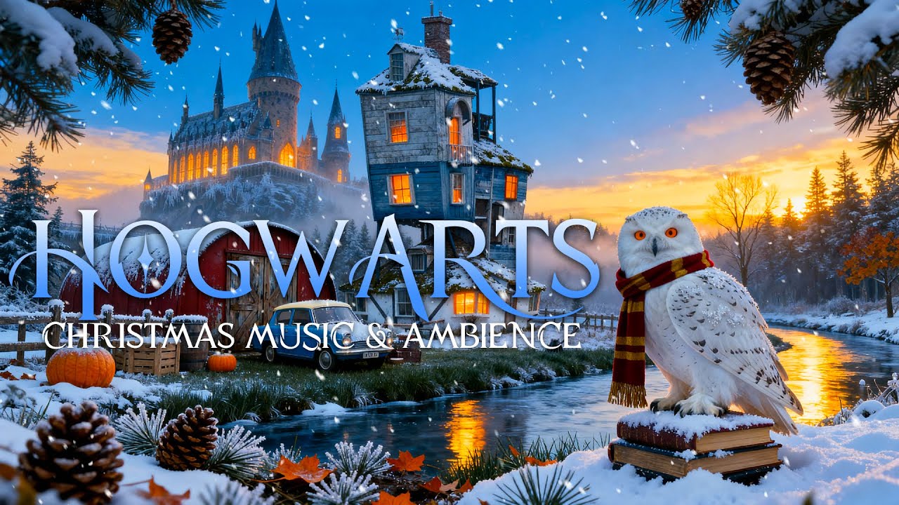 ️ Winter Sunset at The Burrow 🦉 | Relaxing Harry Potter Ambience & Cozy ...