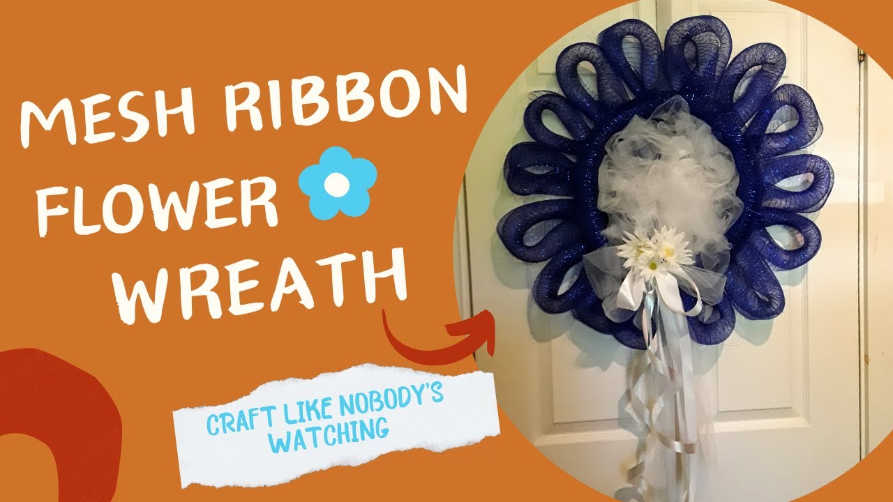 Mesh Ribbon Flower Wreath - YouTube