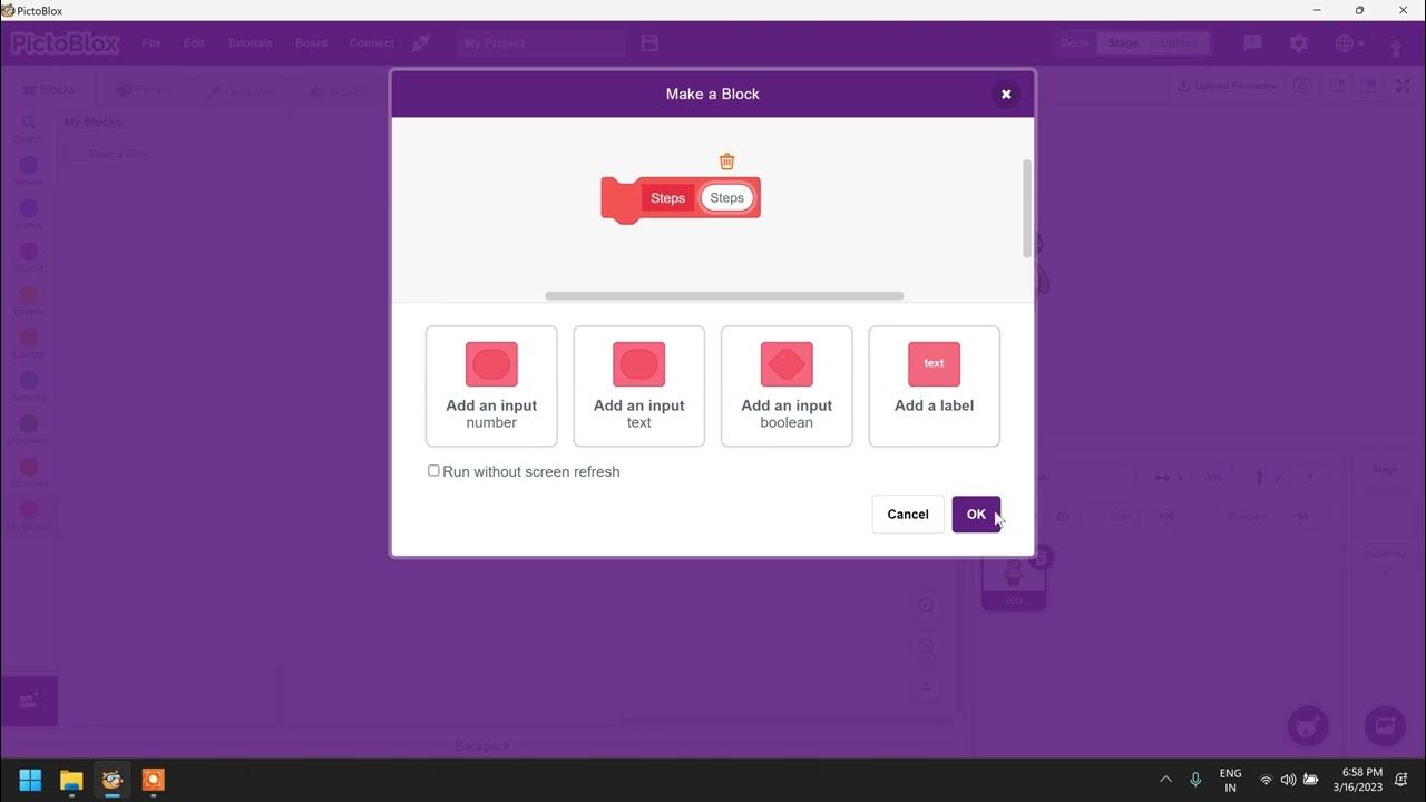Pictoblox: Using the ' My Blocks' Palette - YouTube