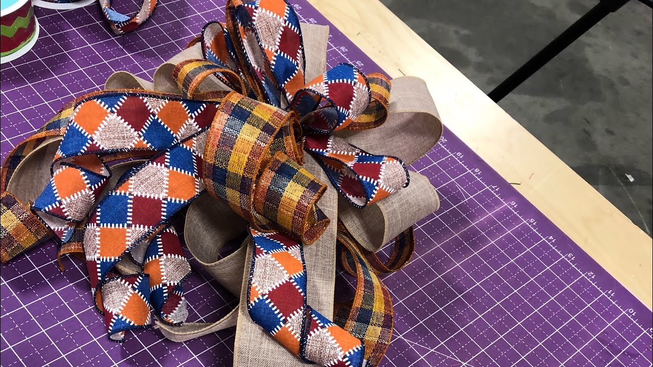How to make a Fall bow with 3 ribbons - YouTube