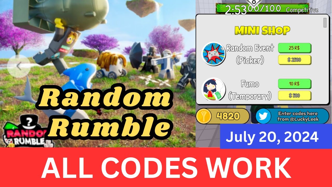 *All CODES WORK* Random Rumble ROBLOX, July 20, 2024 - YouTube