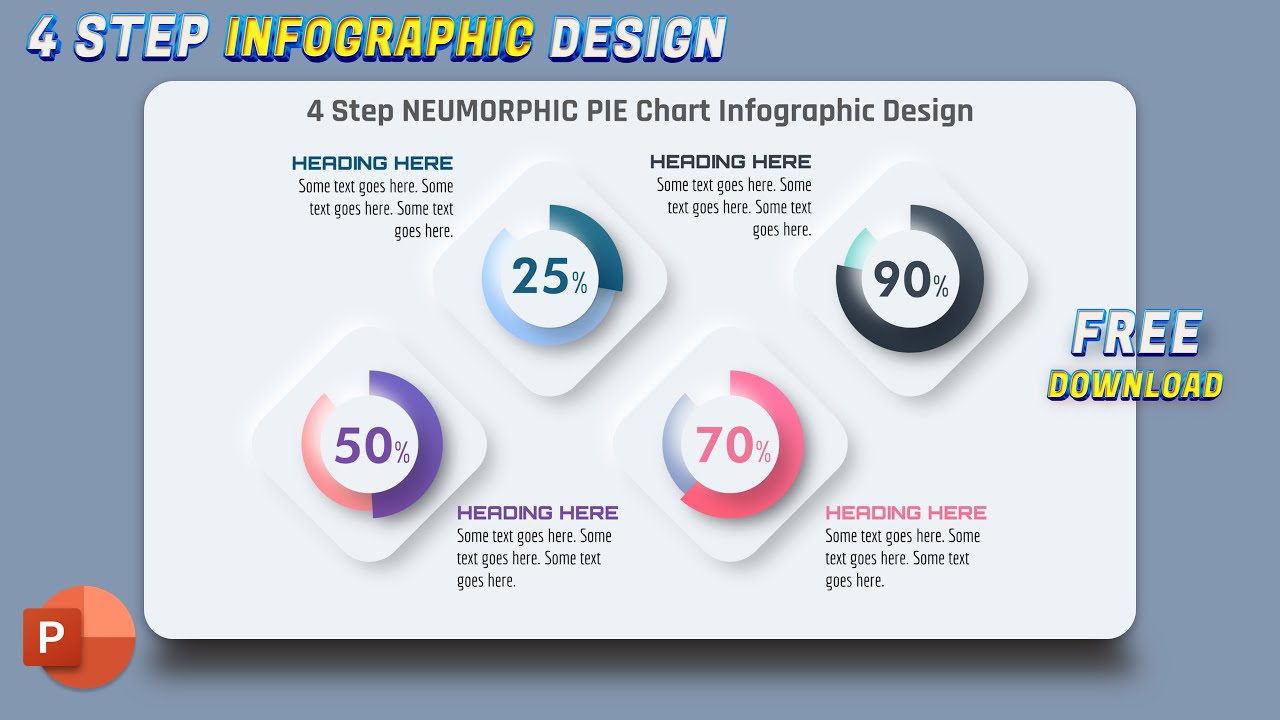 81.PowerPoint Tutorial 4 Step PIE Chart Infographic Design | #piechart ...