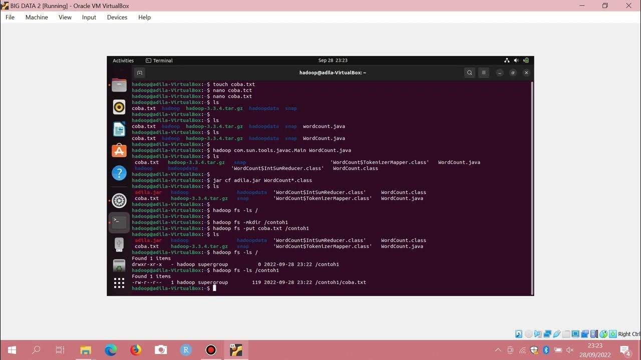 CONTOH IMPLEMENTASI PROGRAM WORDCOUNT PADA HADOOP - YouTube