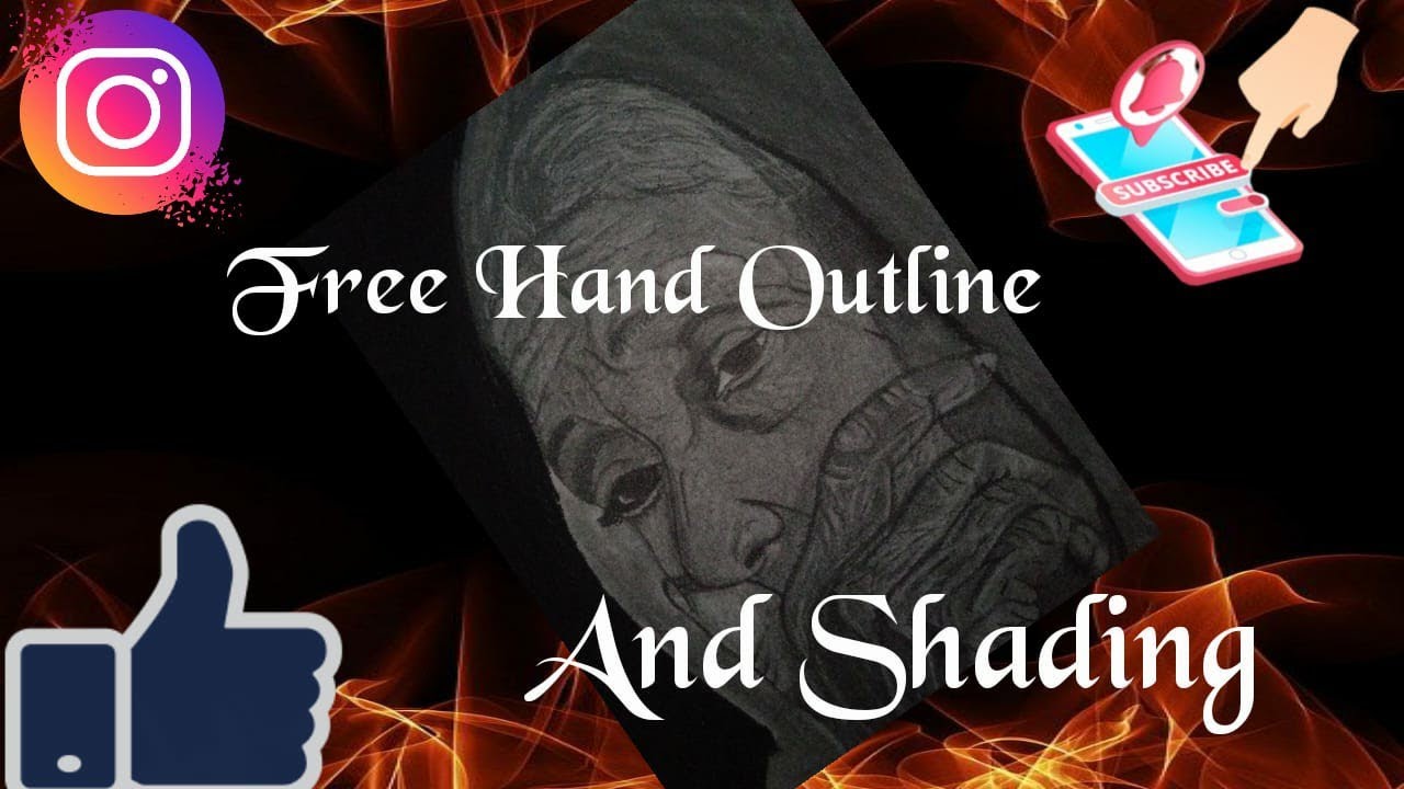 Drawing free hand outline And shading🙂 - YouTube