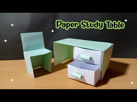 How to make mini study table /diy mini paper study table and chair ...