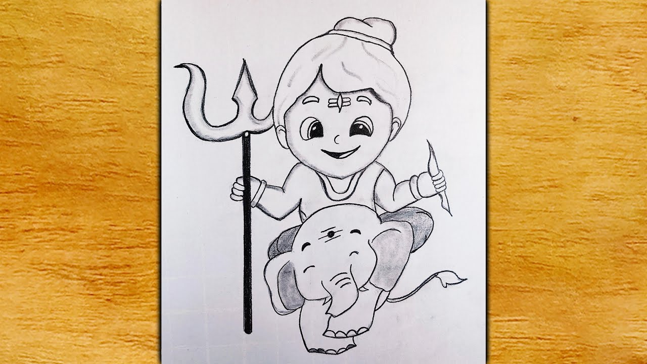 Cute mahadev drawing | Baal bholenath drawing | Baal shiva ki drawing ...