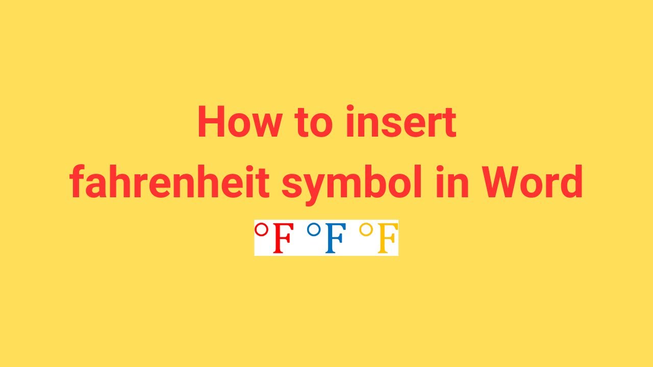 How to insert fahrenheit symbol in Word - YouTube