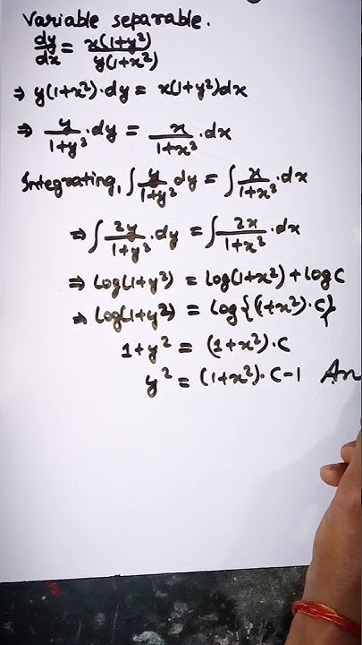 dy/dx = x(1+y^2)/y(1+x^2) || Variable Separable || Differential Equation || B.Sc. Maths. - YouTube