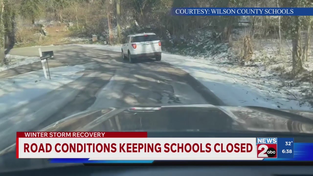 Road conditions keeping Middle TN schools closed - YouTube