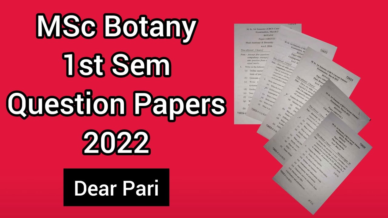 2022 MDU MSc 1st Semester Botany All Question Paper @Dear_Pari - YouTube
