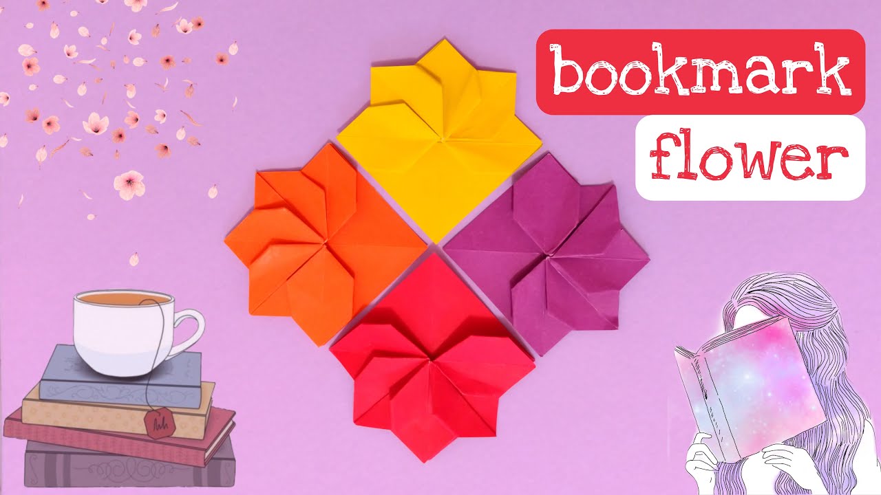 Origami flower bookmark _ how to make origami bookmark flower _ diy ...