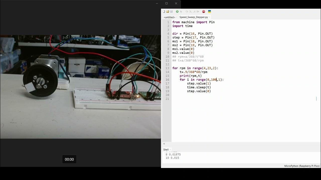 Pico, Micropython, Speed Sweep with Stepper Motor - YouTube