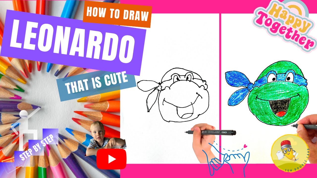 HOW TO DRAW LEONARDO Teenage Mutant Ninja Turtles, easy step by step ...