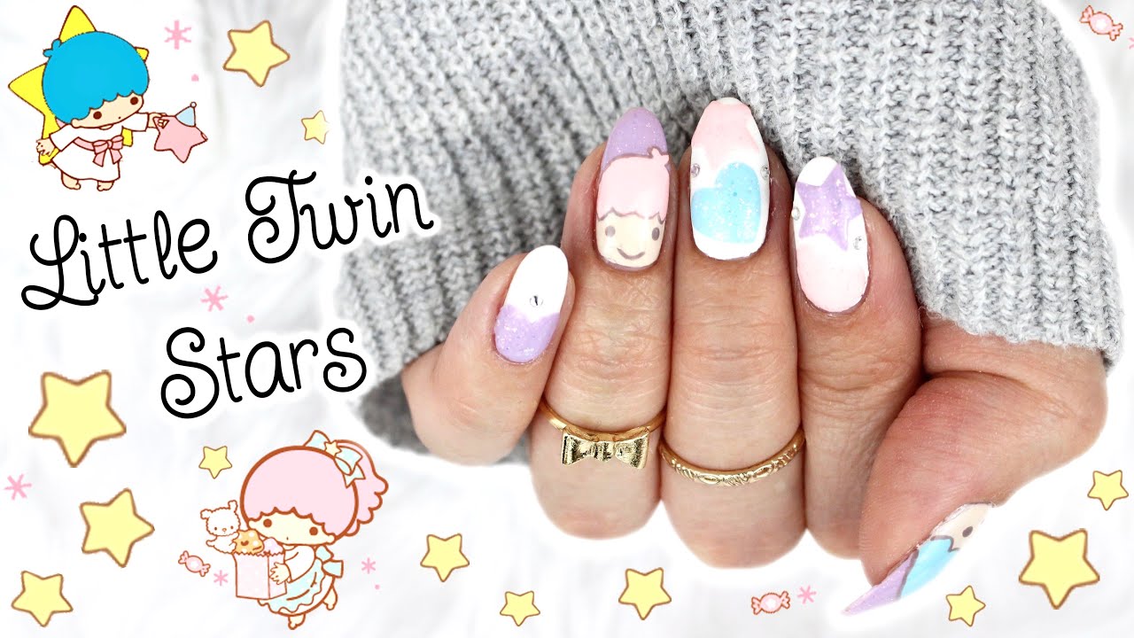 Little Twin Stars Nail Art | キキとララ ♡ - YouTube