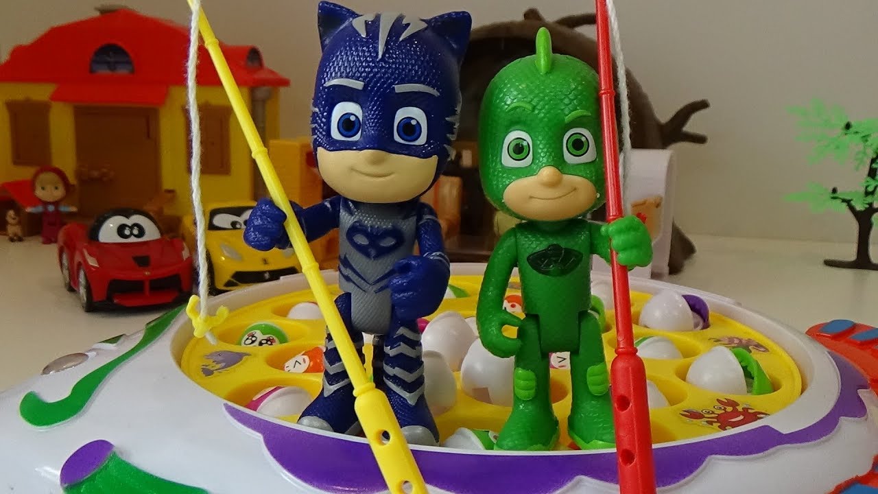 PJ MASKS, Fishing Game for Children, Open New Toys, Surprise eggs Play ...
