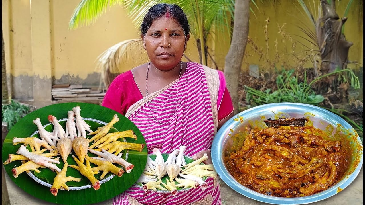 CHICKEN LEG CURRY | Cooking and eating chicken feet curry | chicken ...