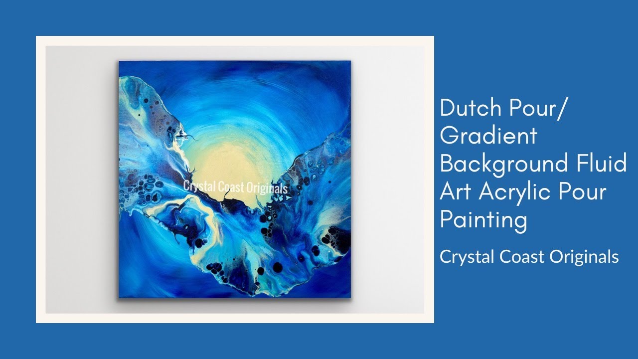 Shades of Blue on a Blue Ombre Background Fluid Art Acrylic Pour ...
