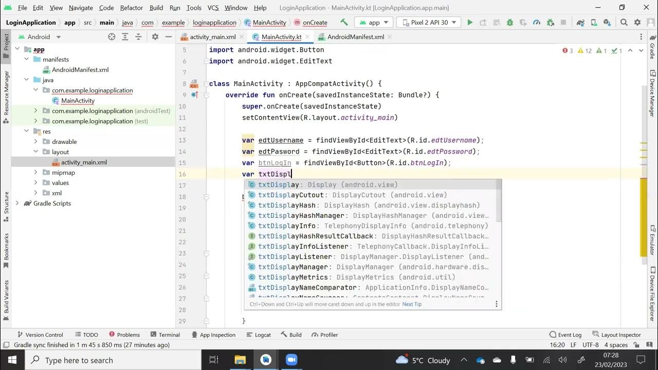 Kotlin Fixed Username and Password Login Part 4 Validation - YouTube