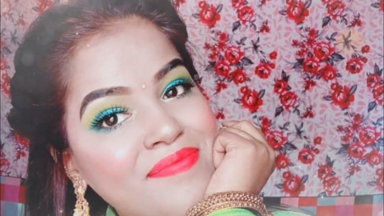 Mehndi & Sangeet Makeup Look Step By Step | Green Smokey Eye Makeup | - YouTube