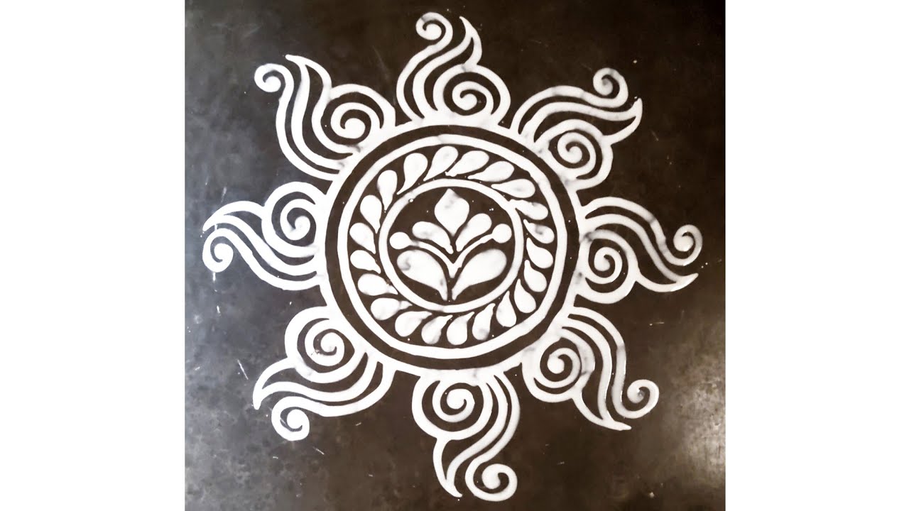 Easy and simple round flower alpona designe for laxmi puja /small round ...