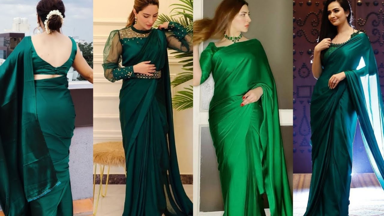 Simple n Attractive Dark Green saree designs/designer dark green saree ...
