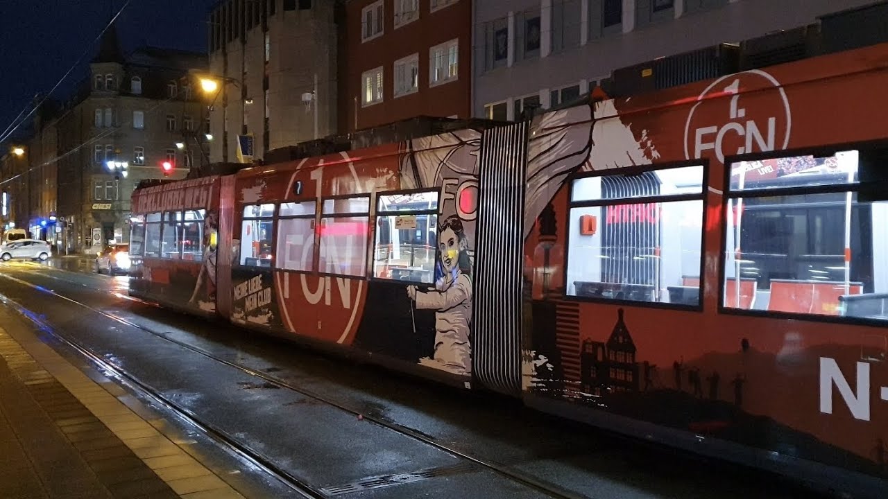 Ausfahrt des Straßenbahn Typ GT6N Wagen 1013 1.FC Nürnberg am ...