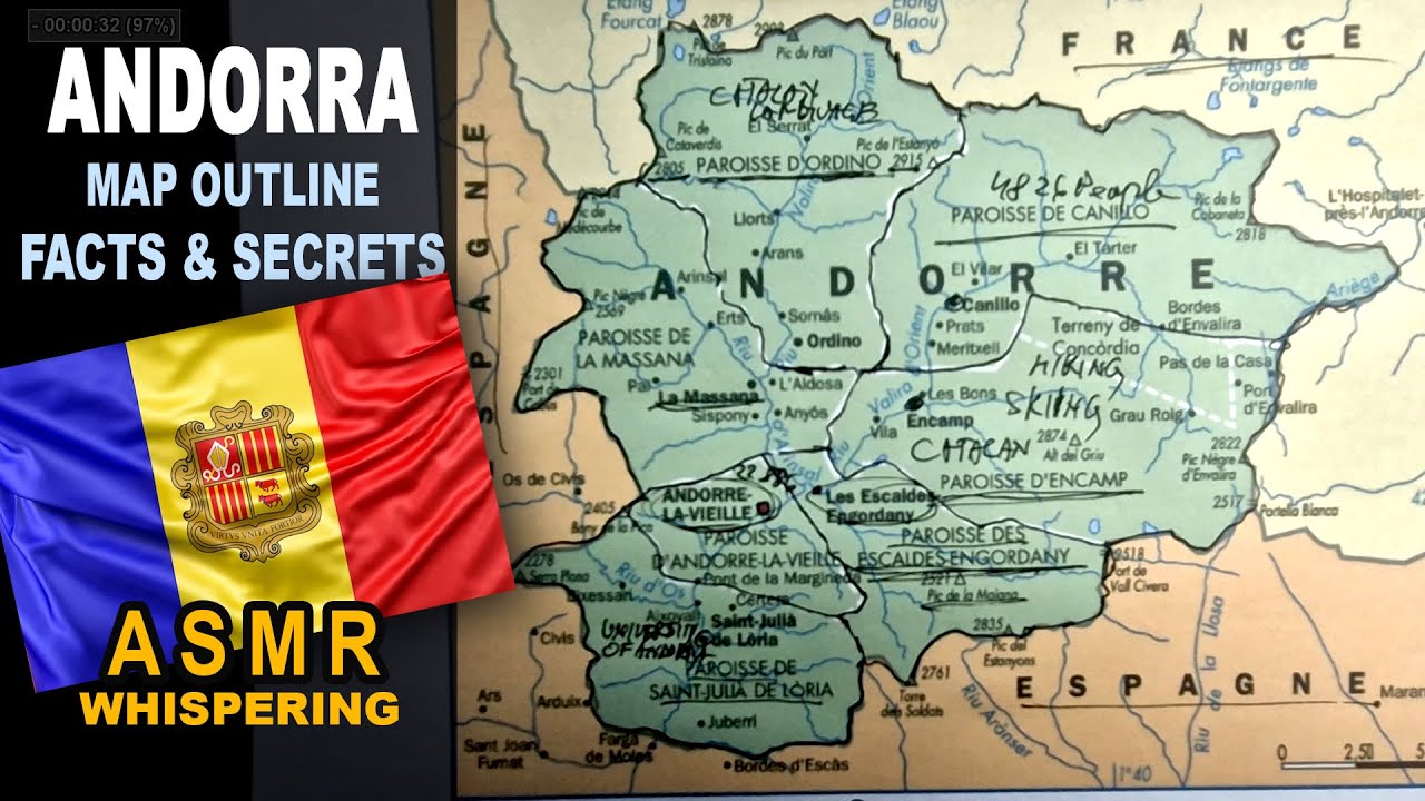 ANDORRA !! map outline drawing with parishes | Facts and Secrets | ASMR ...