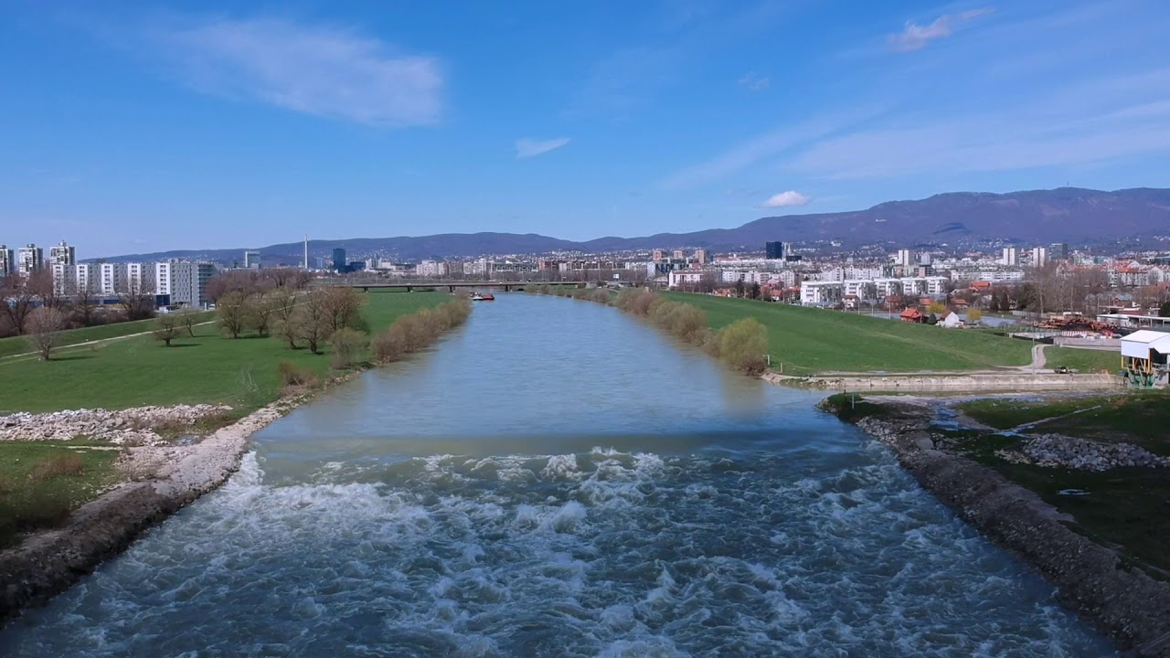 Drone Shots of river Sava, Zagreb - YouTube