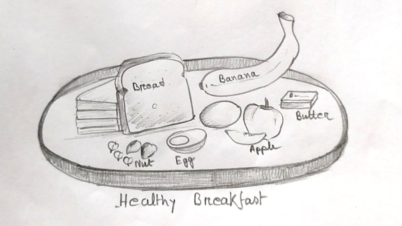 Breakfast drawing/healthy breakfast drawing/সকালের জলখাবার আকা/প্রাতরাশ ...
