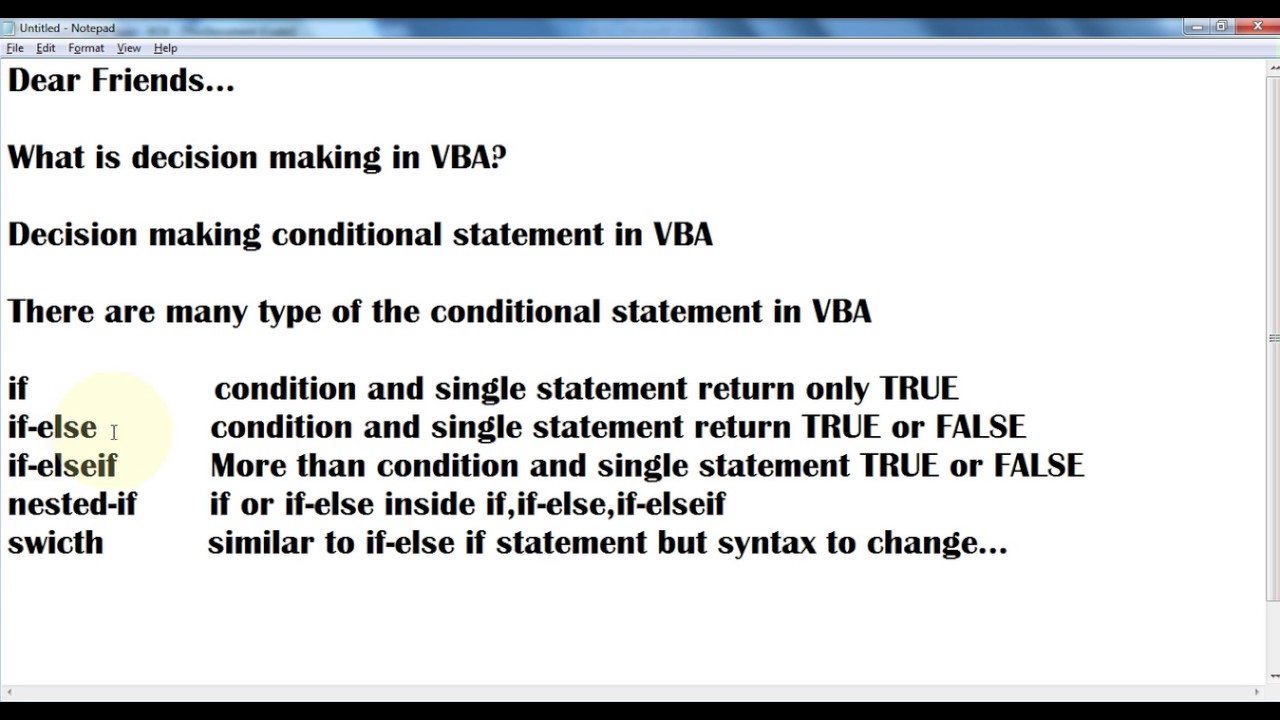 Decision Making VBA - YouTube