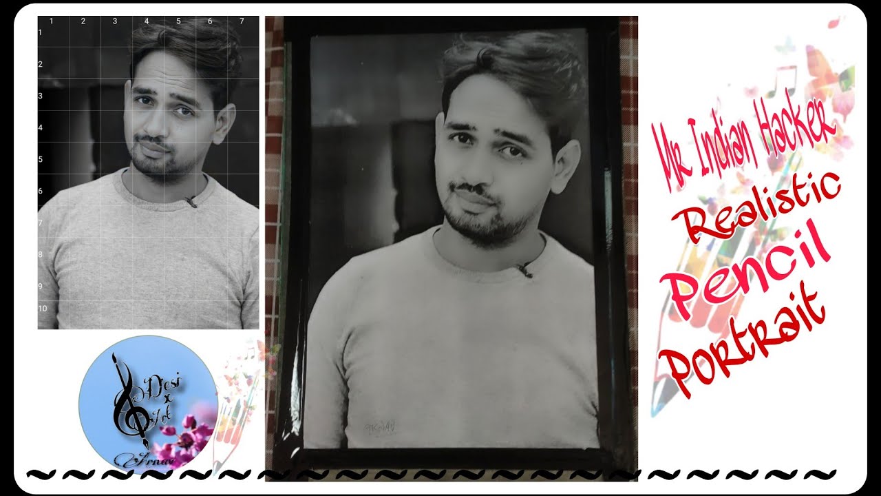 Mr Indian hacker pencil portrait grid method || Dilraj singh rawat ...