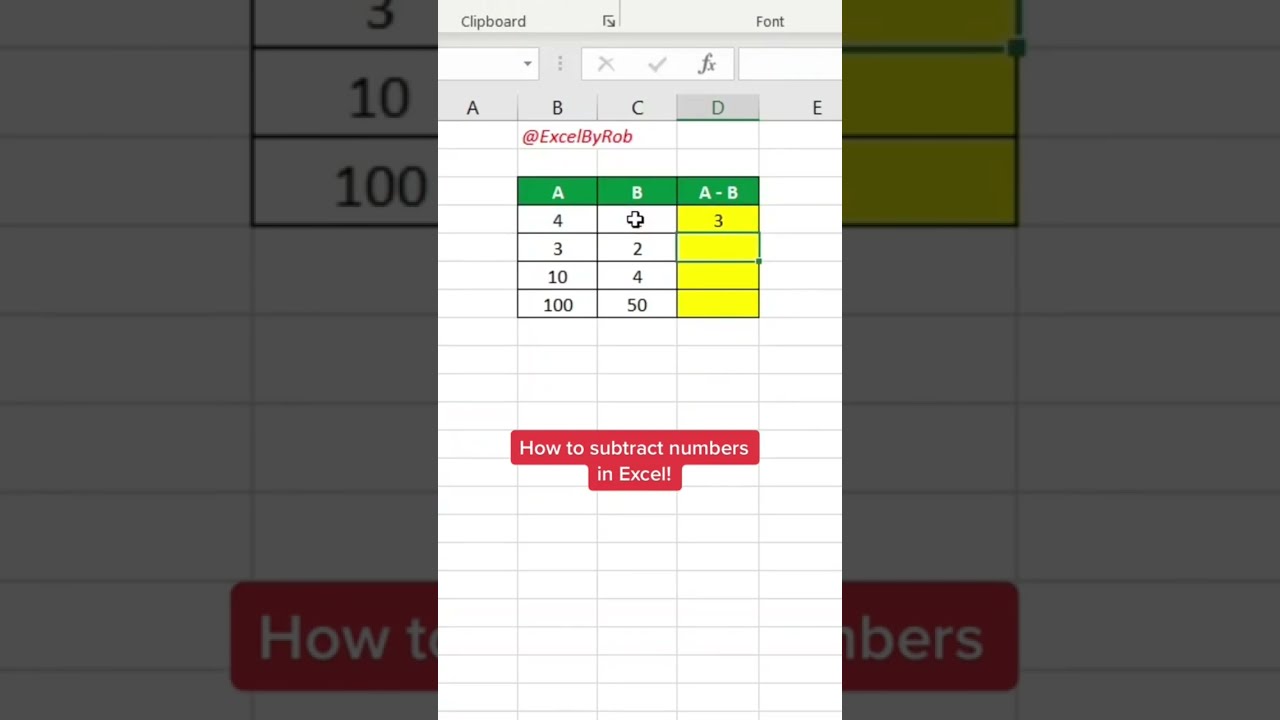 How To Subtract Numbers In Excel excel YouTube How To Subtract Numbers In Excel excel YouTube